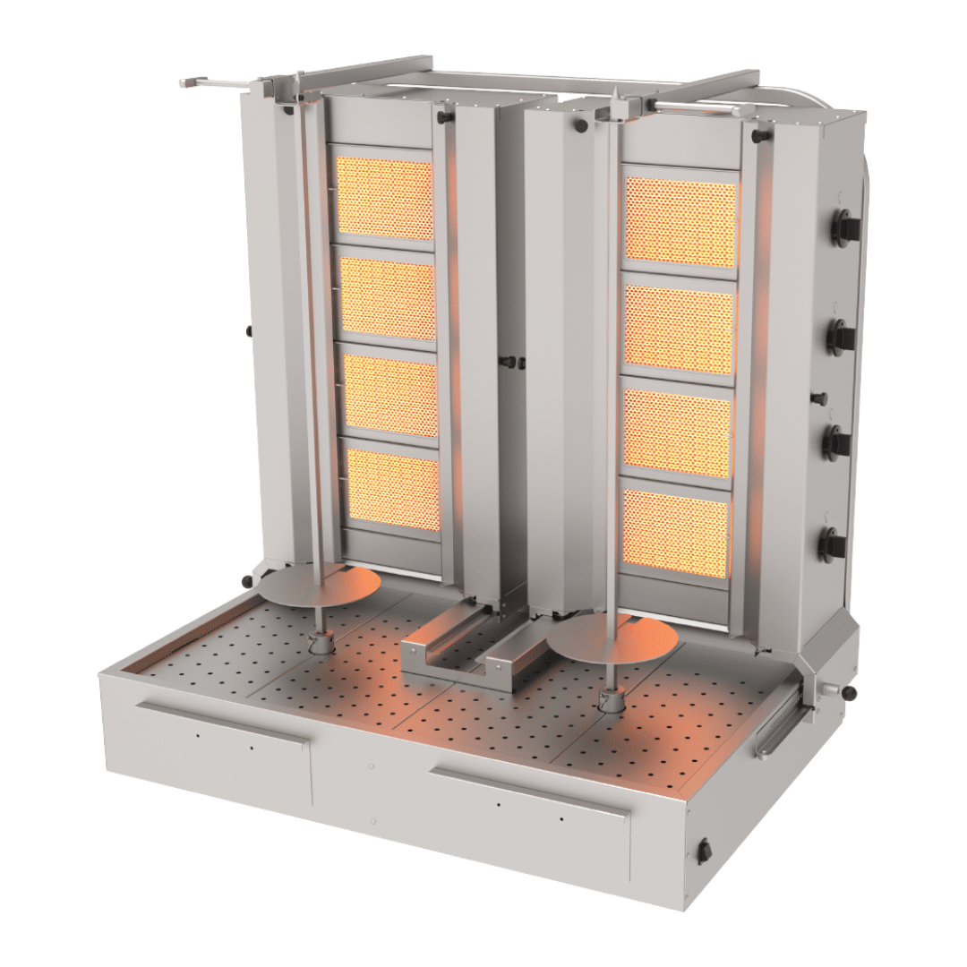 Machine Kebab Double à Gaz - avec 4 Feux - Professionnel – Parinox
